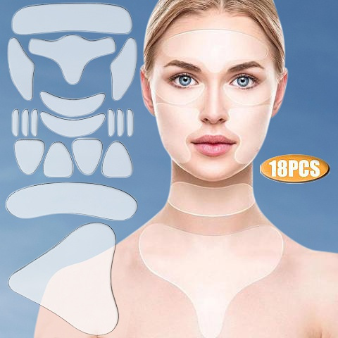 Reusable Silicone Wrinkle Removal Sticker Facial Lifting Strips Set ...