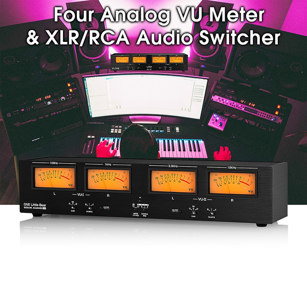 Douk Audio Four Analog VU Meter RCA/XLR Audio Switcher Box MIC+LINE ...