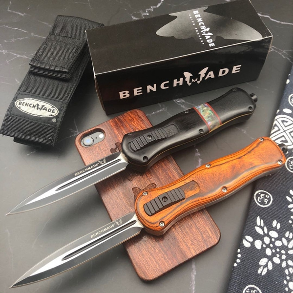 Otf Knife Automatic Double Action Double Edge Blade Dagger,wood Handle ...