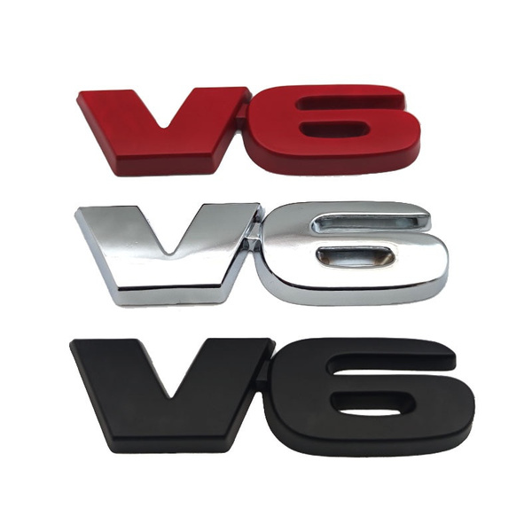 Car Styling Metal V6 Engine Logo Emblem Trunk Sport Turbo Auto Badge 3D ...