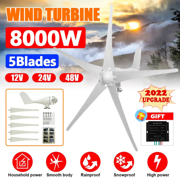 2022 Newest Wind Turbine Generator DC 12/24 Wind Turbine Motor 5 Blades ...