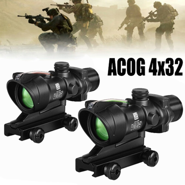 ACOG 4X32 Real Fiber Optics Red Dot Illuminated Chevron Cross Glass ...