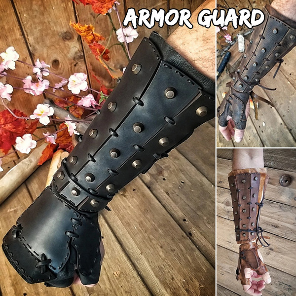 New Medieval Retro Leather Bracers Punk Leather Arm Armor Guard Viking ...