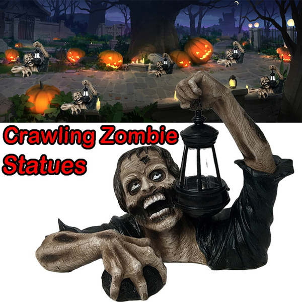 NEW Zombie Crawling Out of Grave with Led Lantern Garden Decor Horror ...