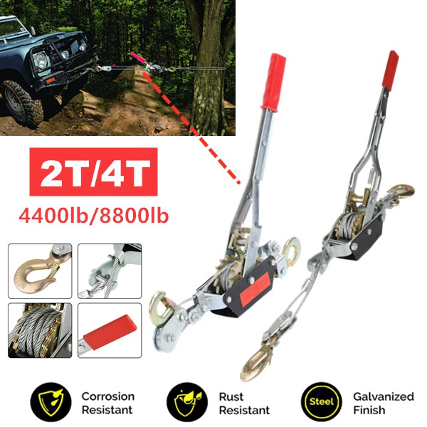2/4Ton 4400lb/8800lb Rachet Come Along Hand Winch Portable Heavy Duty ...