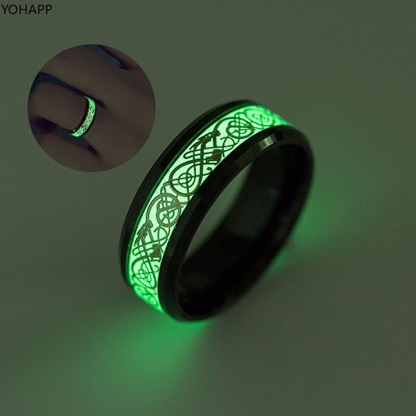 Men Women Dragon Ring Noctilucent Euramerican Popular Green Glow In The ...