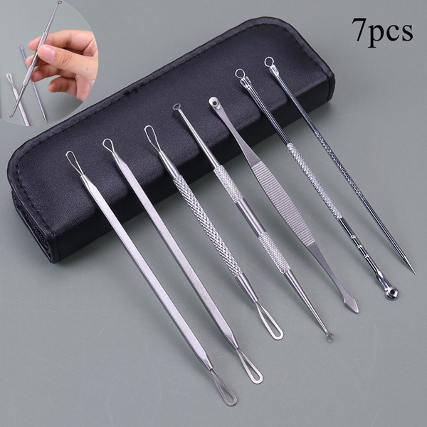 7pcs/set Stainless Steel Extractor Blackhead Remover Needles Acne ...