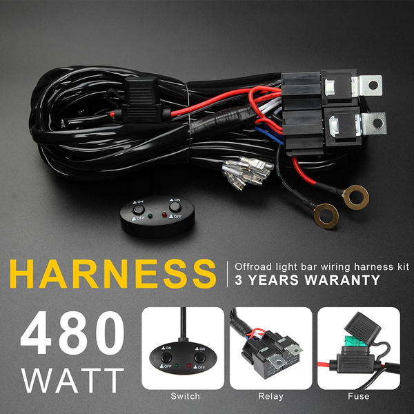 Wiring Harness 2 Lead 40A 12V Relay Light Control Push Button Switch ...