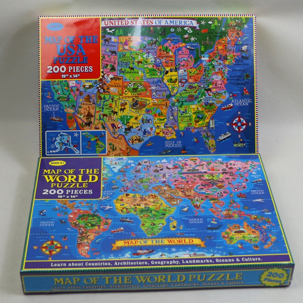 200 Pieces Map of The World Puzzle and Map of The USA Puzzle for Adults ...