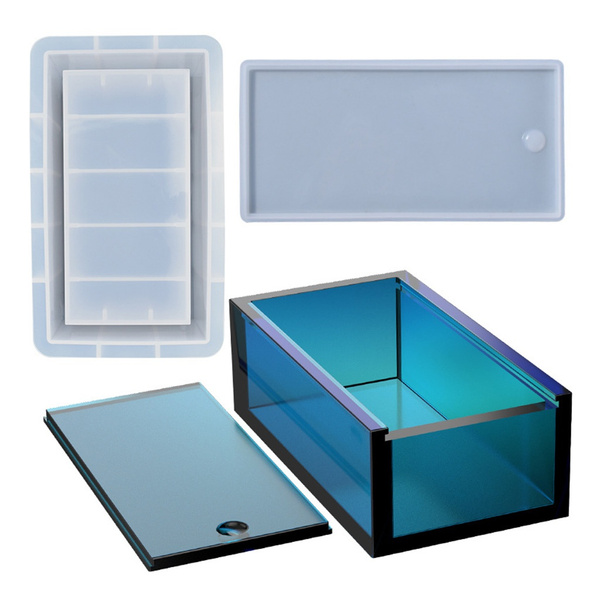 Dominoes Box with Lid Epoxy Resin Mold Chess Tissues Storage Case ...