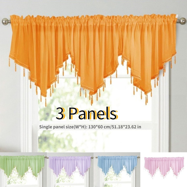 3 Panels Window Valance Curtain Triangle Drapery Window Drapes ...
