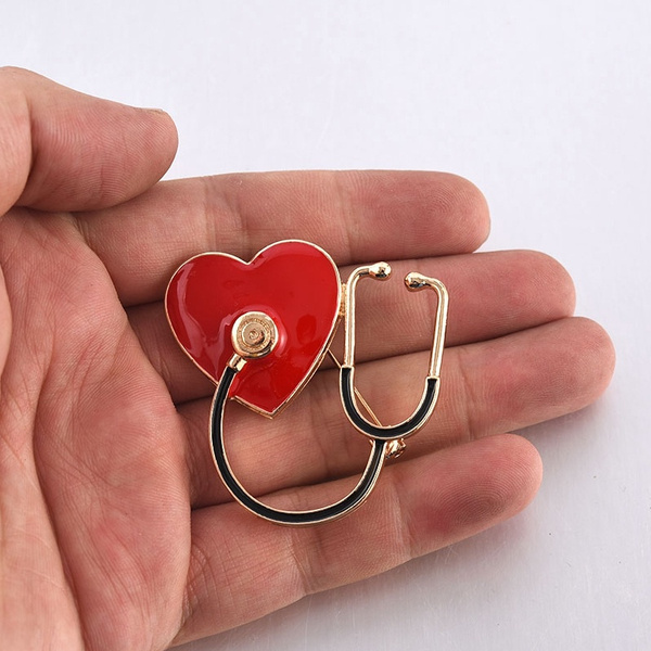 Heart-shaped Stethoscope Brooch Love Heart Enamel Pin For Hospital ...