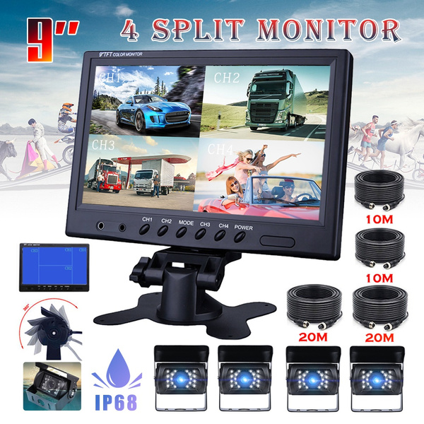 UNITOPSCI [Quad Split Monitor] Vehicle Backup Camera Kit , 9" Monitor ...