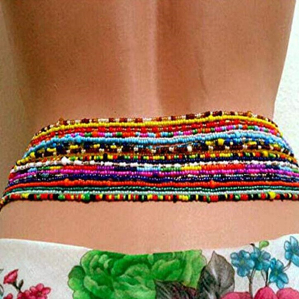 Bohemia Elastic Waist Belly Chain African Belly Chain Waist Beads Body ...