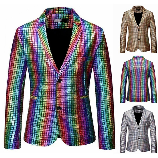 New Men's Fashion Suit Jacket Bronzing Nightclub Trend Party Party ...