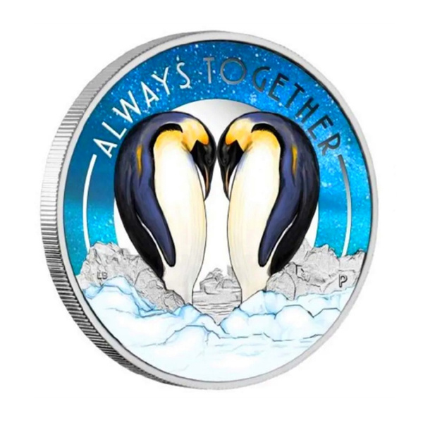 Always Together Love Penguin Silver Commemorative Coins Replica Silver ...