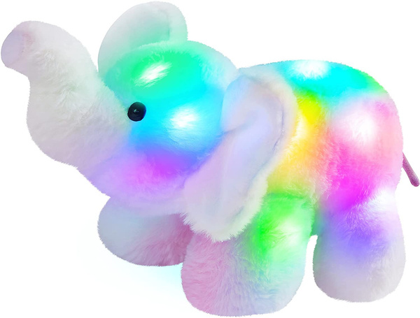 Glow Guards Light Up Musical Rainbow Elephant Stuffed Animal LED Plush ...