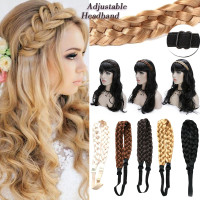 5 Strands Real Natural Plaited Chunky Braided Hair Extension Headband ...