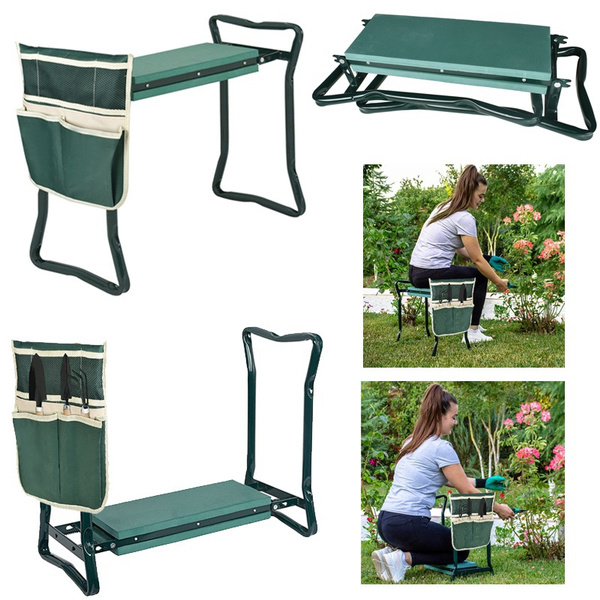 Garden Foldable Bench Seat Stool Kneeler and Seat Portable Garden ...