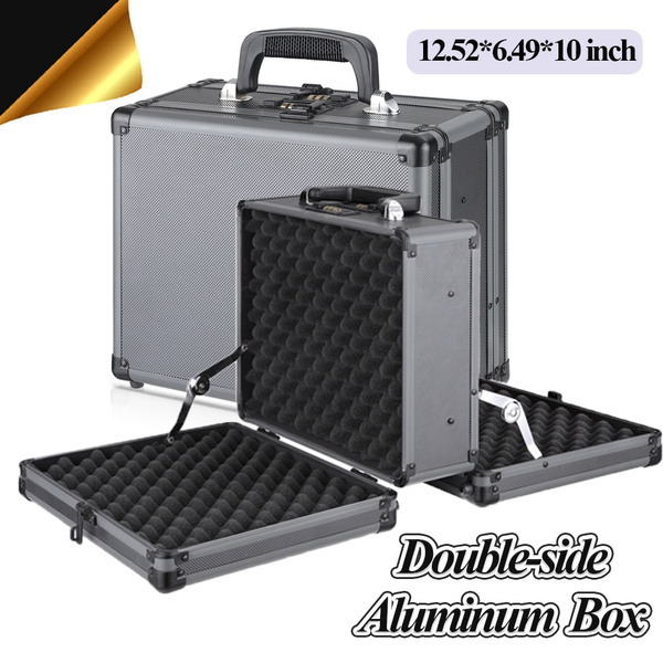 IKayaa Double Sided Aluminum Hard Case with 2 Combination Locks ...
