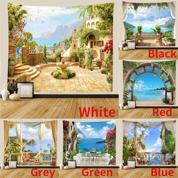 14 Style Beach Scenery Tapestry Wall Hanging Landscape Wall Tapestry ...