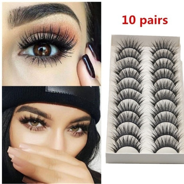 20/10 Pairs Thick Long Cross Party False Eyelashes Black Band Fake Eye Lashes Huphoon | Wish