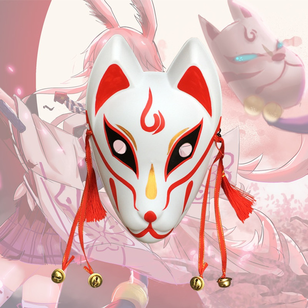 Red Halloween Kitsune Masks for Costume Cosplay,Japanese Anime Anbu ...