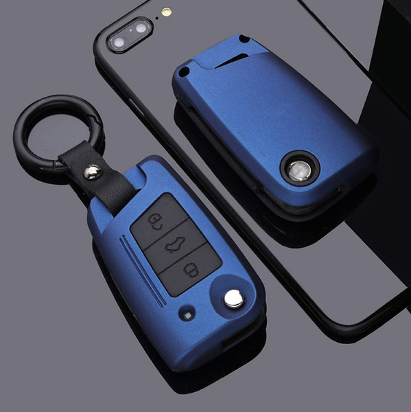 Carbon Fiber Texture Flip Key Cover Case Silicone ABS Key Protector ...