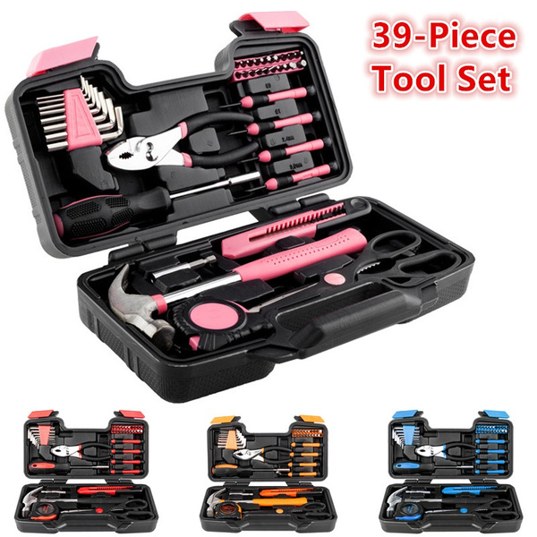 39-Piece Tool Set - General Household Hand Tool Kit with Plastic Toolbox Storage Case | Wish