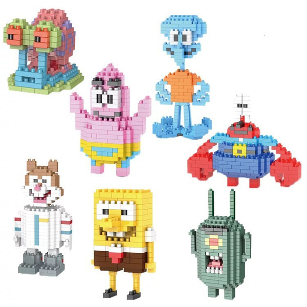 Spongebobed Building Blocks Small Model Plankton Krabs Micro Mini ...