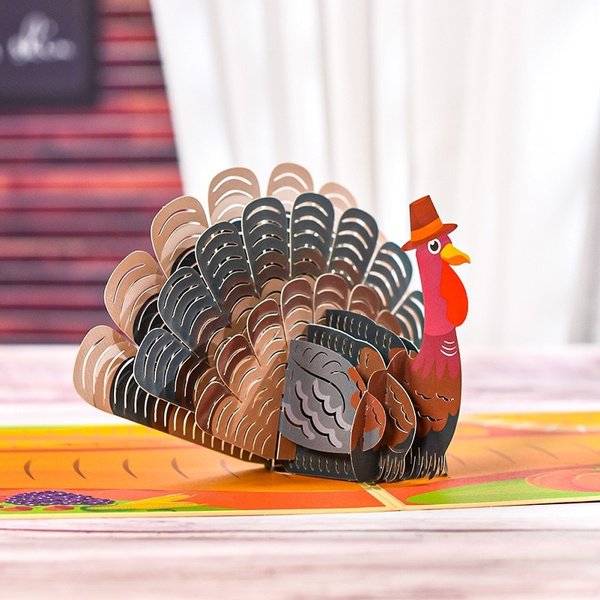 Pop Up Thanksgiving Day Turkey Card Fall Give Thanks Greeting Cards ...