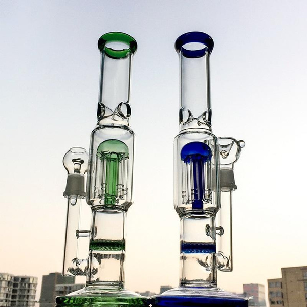 Glass water pipe dab oil rig honeycomb perc tree arm percolator 18.8mm ...