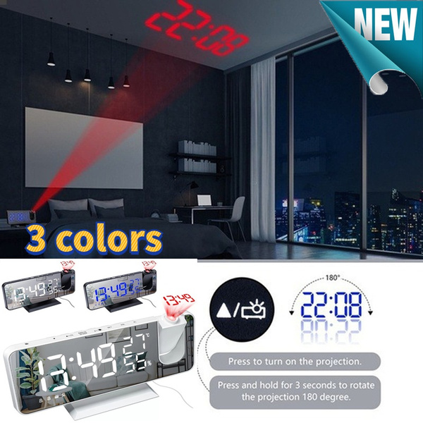 NEW Upgraded Projection Alarm Clock for Bedroom Projector Ceiling Clock ...