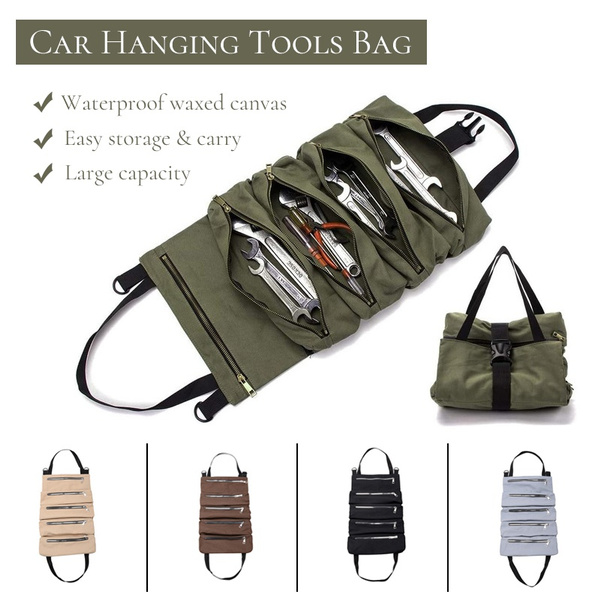 NEW Upgraded Car Super Roll Tool Zipper Bag Multi-Purpose Canvas Tool ...