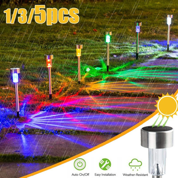 10/5/3PCS Mini Solar LED Garden Lights Stainless Steel Outdoor Solar ...