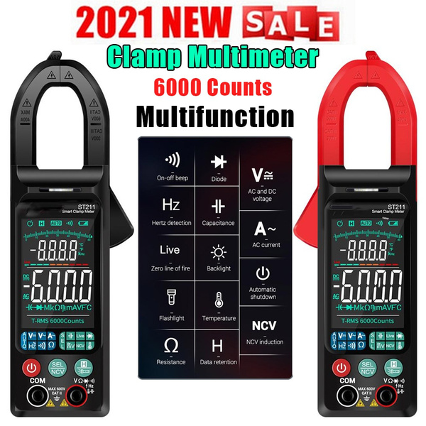 New ST211 Digital Clamp Multimeter 6000 Counts Smart Clamp Meter DC/AC ...