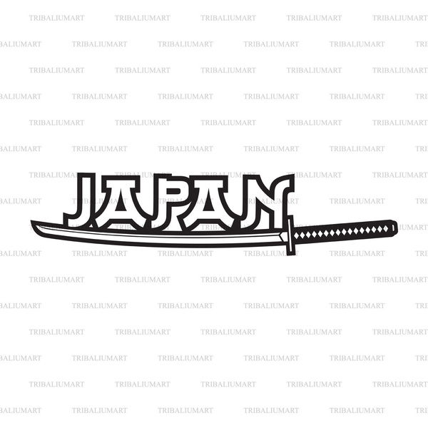 Set of 2 Japan Design with Katana Samurai Sword Vinyl Sticker Decal | Wish