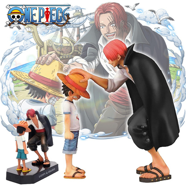 17cm One Piece Anime Figure Four Emperors Shanks Straw Hat Luffy Action ...