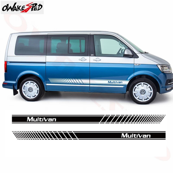 2Pcs Car Door Side Skirt Sport Stripes Vinyl Decals For-Volkswagen ...