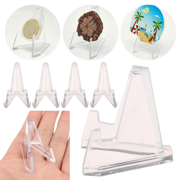 1/3Pcs Transparent Plastic Triangle Display Stand Cards Coins Small Box ...