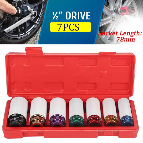 Metric Impact Socket Tool Set, 7 Piece 17 19 21 22 23 24 27mm Sockets ...