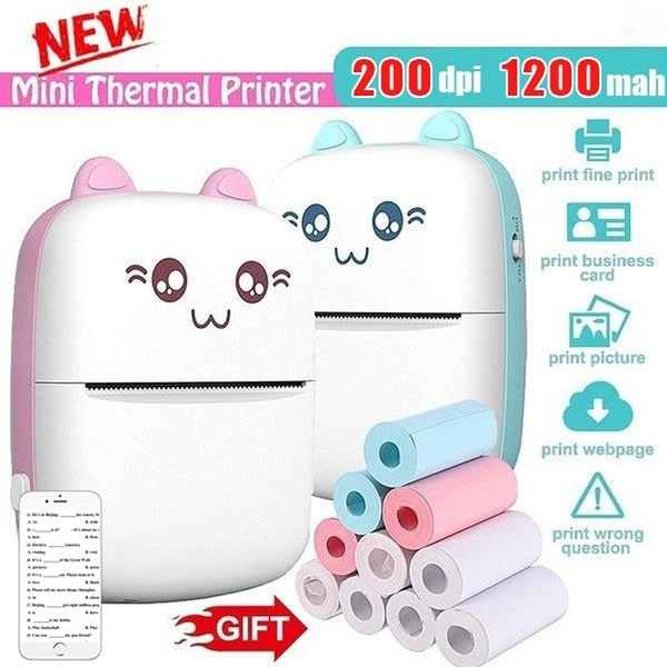 Mini Portable Thermal Printer BT Wireless Printer 200dpi with 1 Roll ...