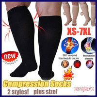 S-5XL Opaque Plus Size Compression Socks Knee-Hi 15-40 Mmhg Wide Calf ...