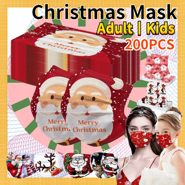 2022 Christmas Mask Adults kids Disposable Face Mask 3-Layer Non-woven ...