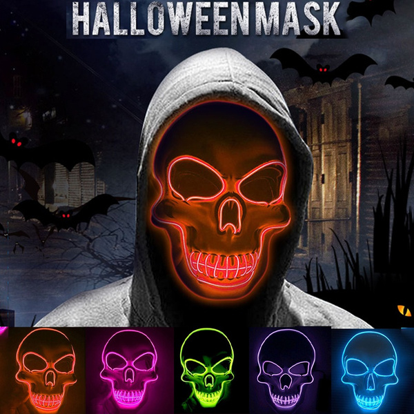 2022 New Halloween Party Mask Skull LED Cool Mask Glowing Scary EL Wire ...