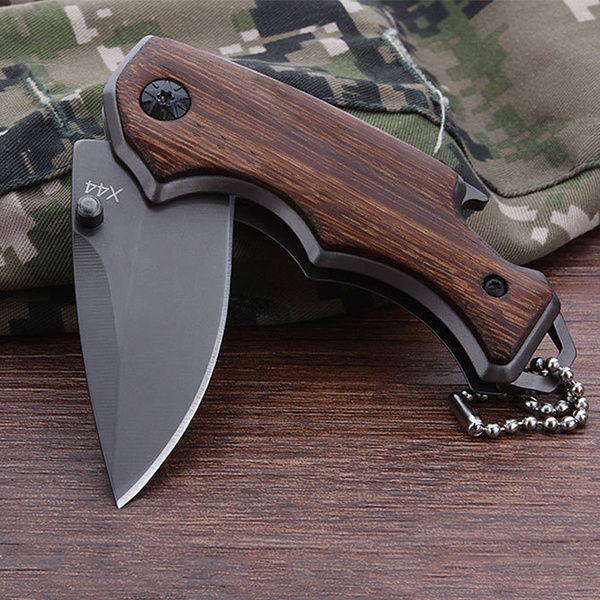 Gray Color 5CR15MOV Blade Knives Keychain Mini Pocket Folding Hunting ...