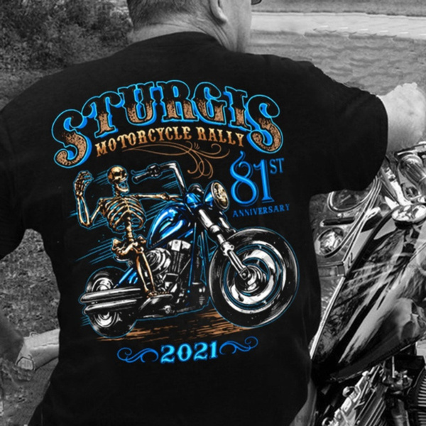 New Fashion 2021 Sturgis Motorcycle Rally Blue Skeleton 81st ...