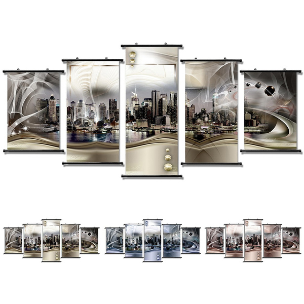 Ready To Hang! Abstract New York Night View Canvas Painting Scenery ...