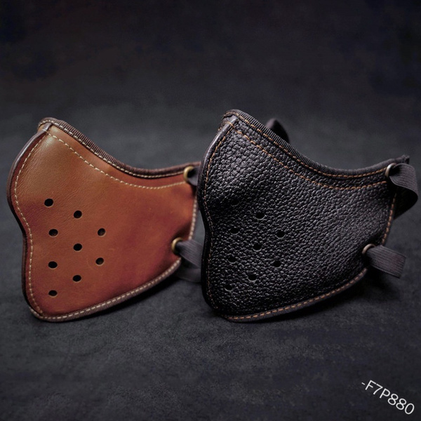 Face Shield Men's Punk Motorcycle Mask Riding Mask PU Leather Outdoor ...