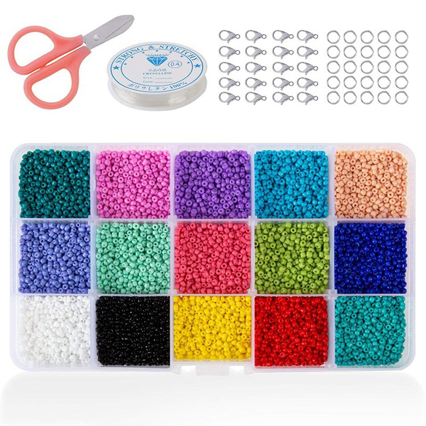 7200 pcs Glass Seed Beads, 3mm Bracelet Beads for Jewelry Making Kit ...